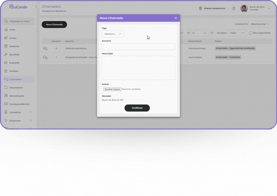 Chamados: Como entrar em contato com a gestão do condomínio via web?